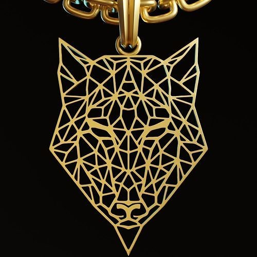 Wolf Stylized Wireframe Pendant Amulet Necklace 3D model 3D printable ...