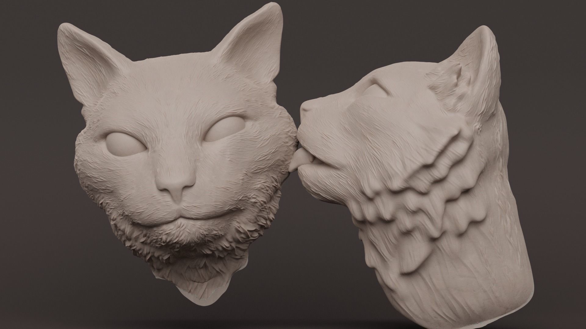 Two Cats Kissing - Decoration Wall 3D model 3D printable | CGTrader