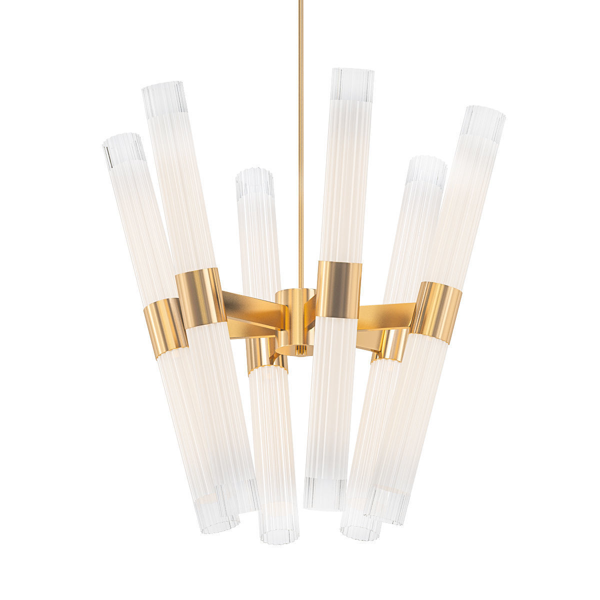 Trella modern chandelier with brass and clear glass rods 3D model ...