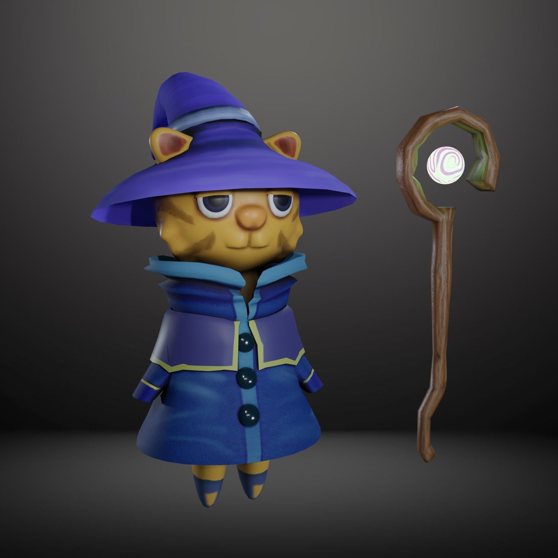 3D model Ginger Cat with a Wizard Outfit VR / AR / low-poly | CGTrader