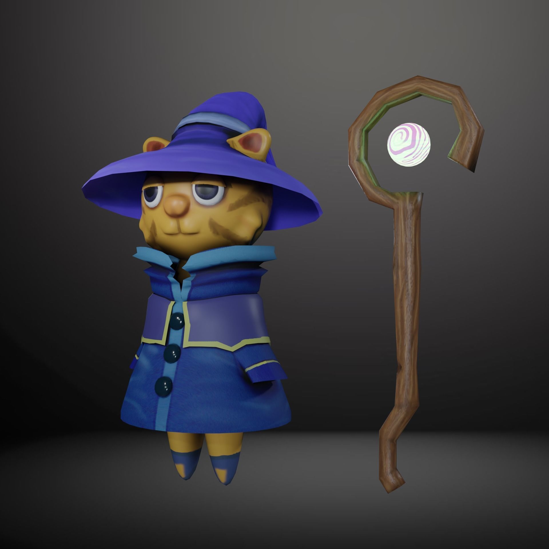 3D model Ginger Cat with a Wizard Outfit VR / AR / low-poly | CGTrader