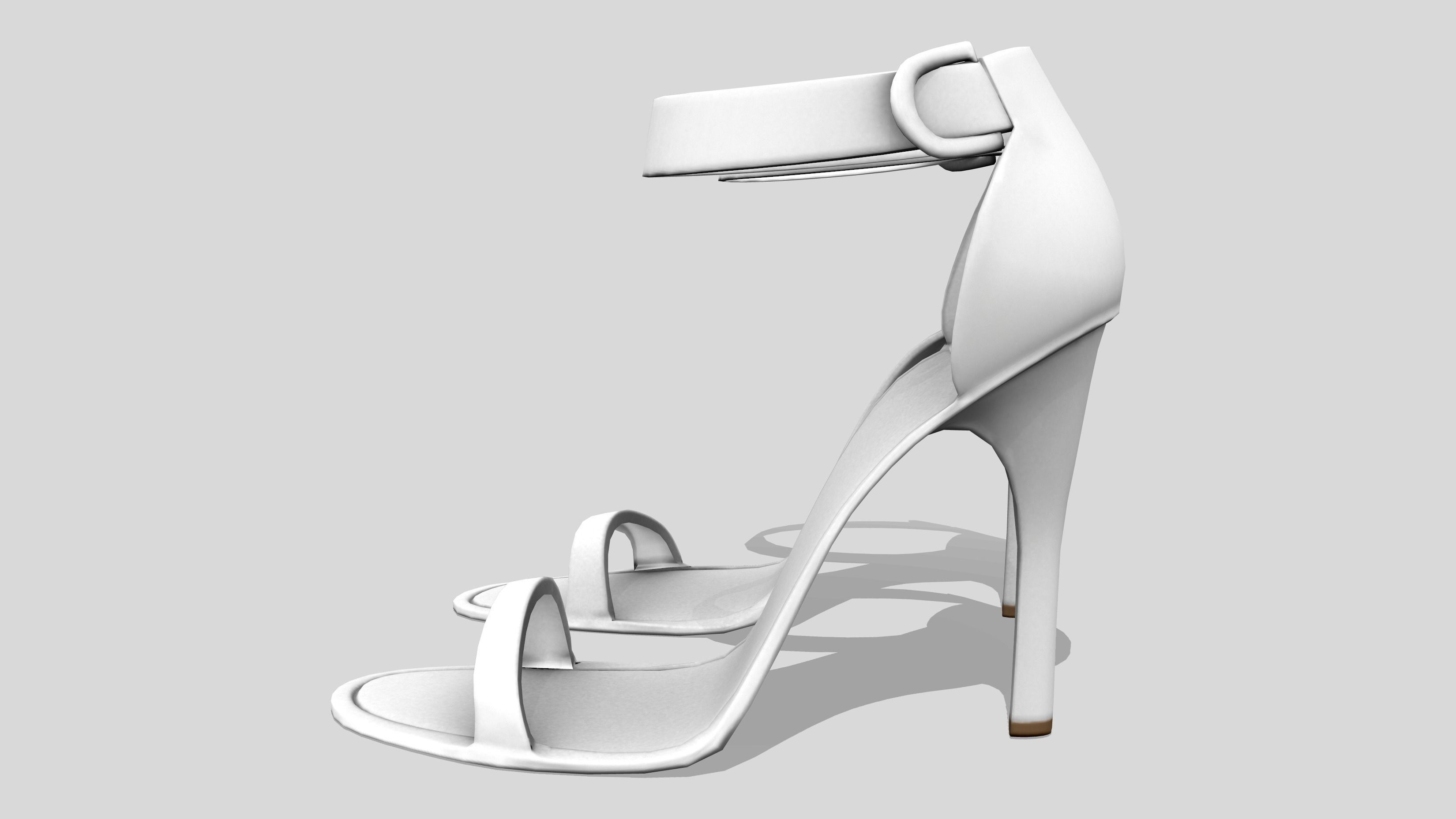 3D model White Straps High Heel Shoes VR / AR / low-poly | CGTrader