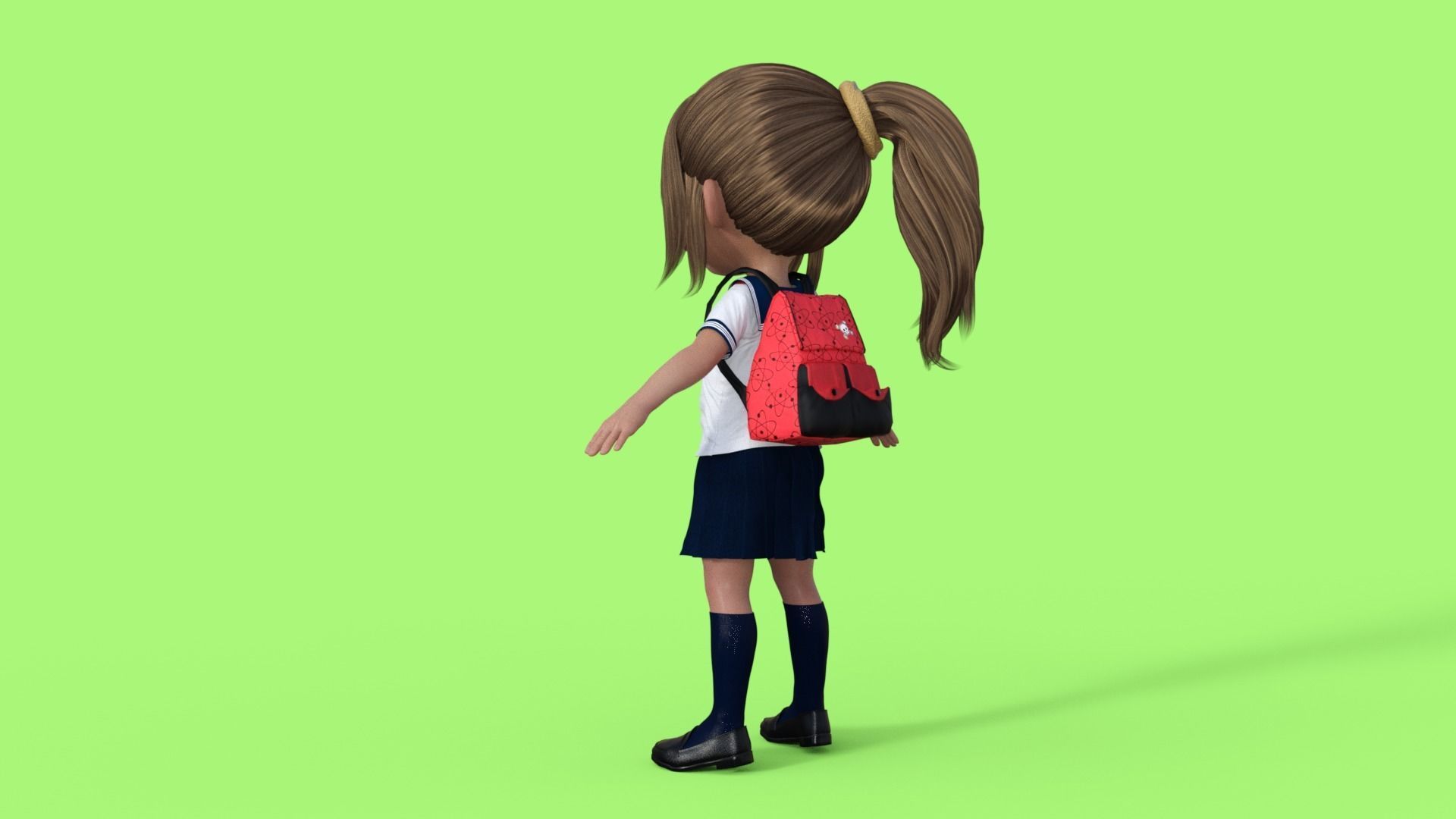 Cartoon School Girl Rigged 3D model rigged | CGTrader