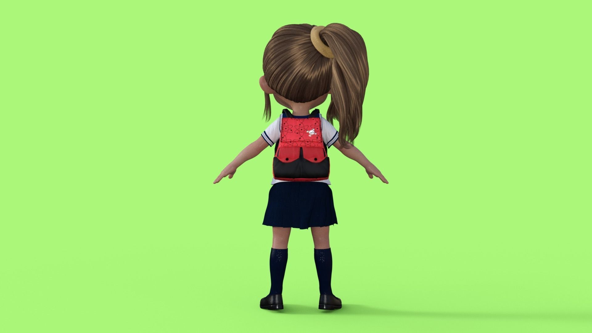 Cartoon School Girl Rigged 3D model rigged | CGTrader