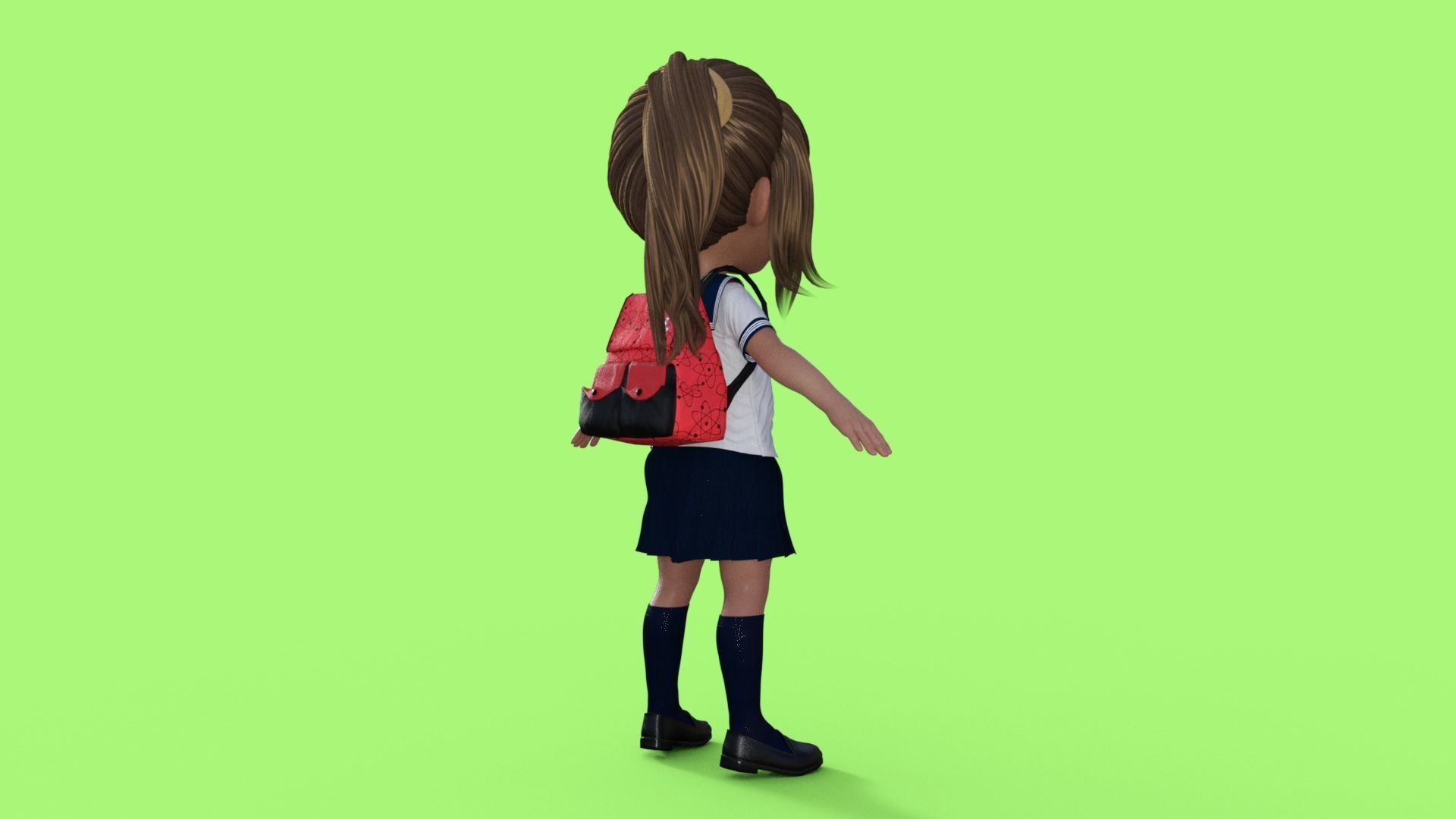 Cartoon School Girl Rigged 3D model rigged | CGTrader
