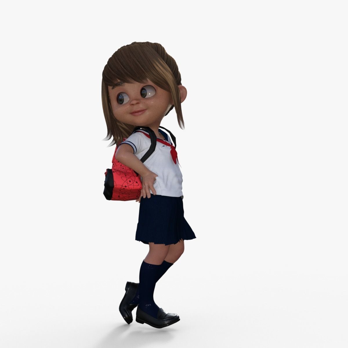 Cartoon School Girl Rigged 3D model rigged | CGTrader