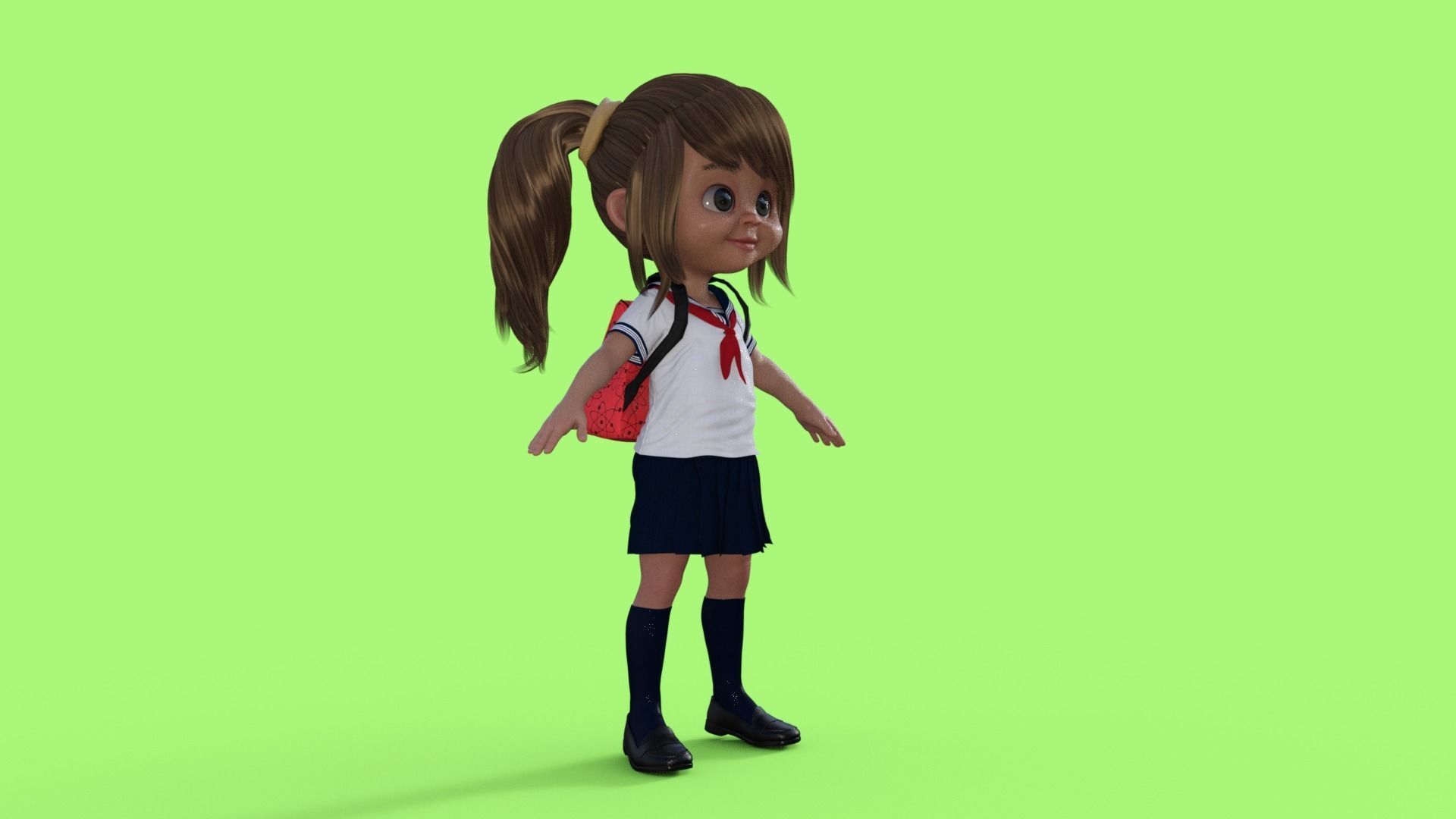 Cartoon School Girl Rigged 3D model rigged | CGTrader