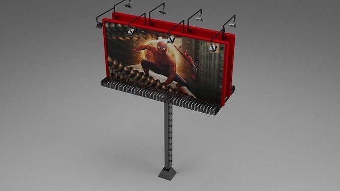 3D model Billboard 3d model with advertisement VR / AR / low-poly ...