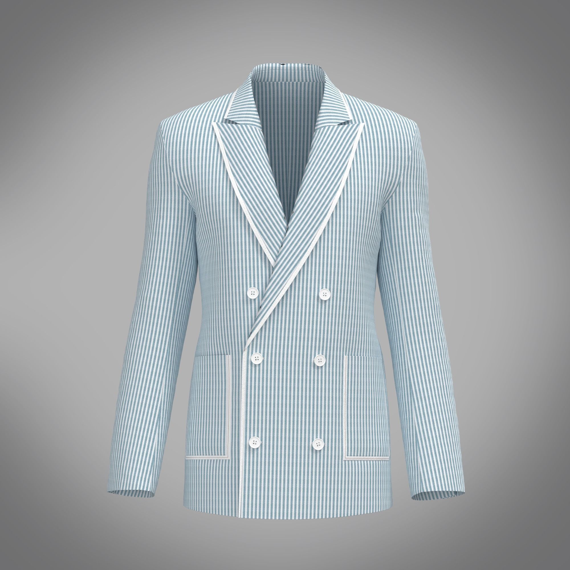 Stripe suit men with binding contrast 3D model | CGTrader