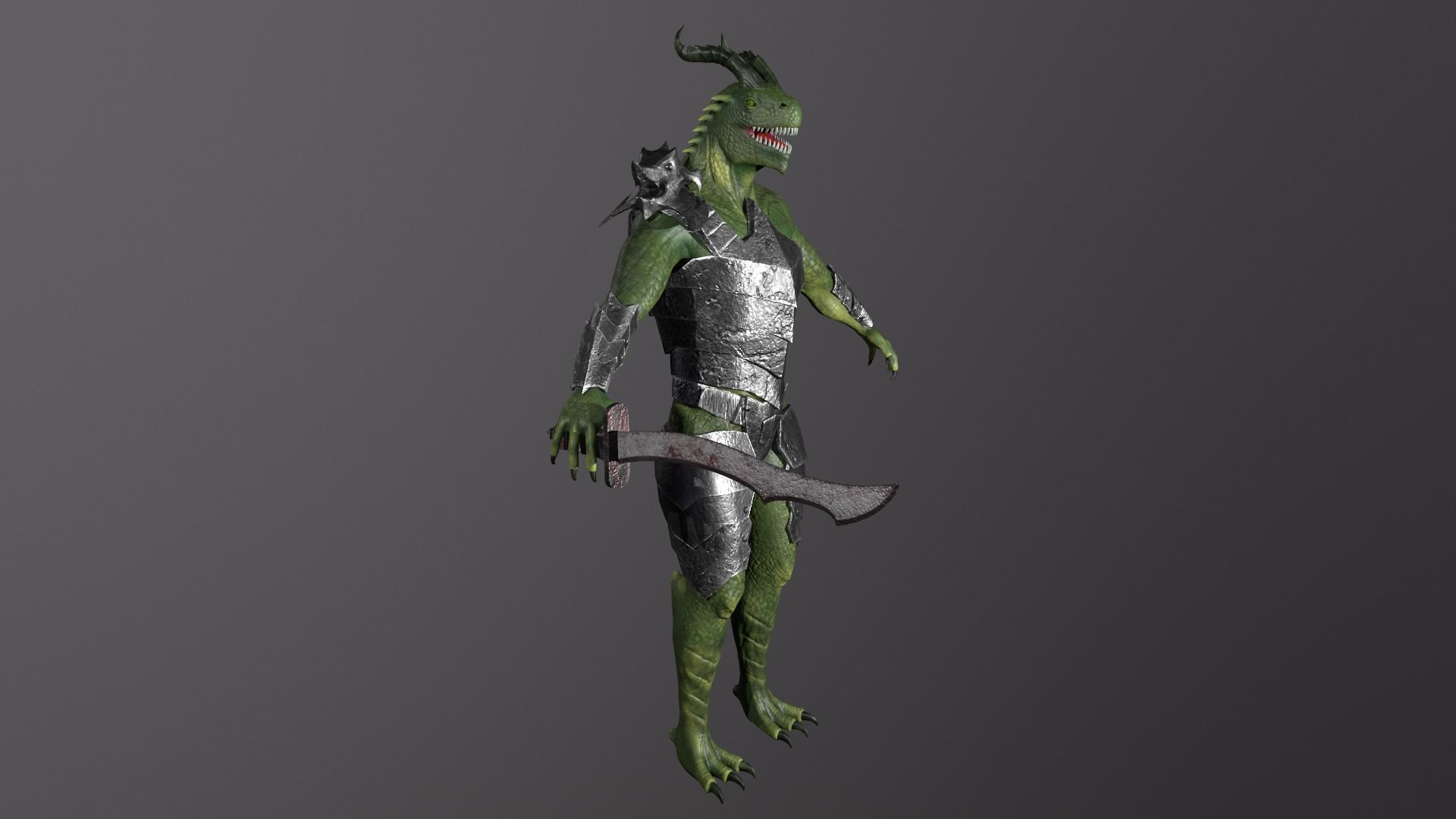3D model Lizardman Game ready PBR low-poly 3D character VR / AR / low ...