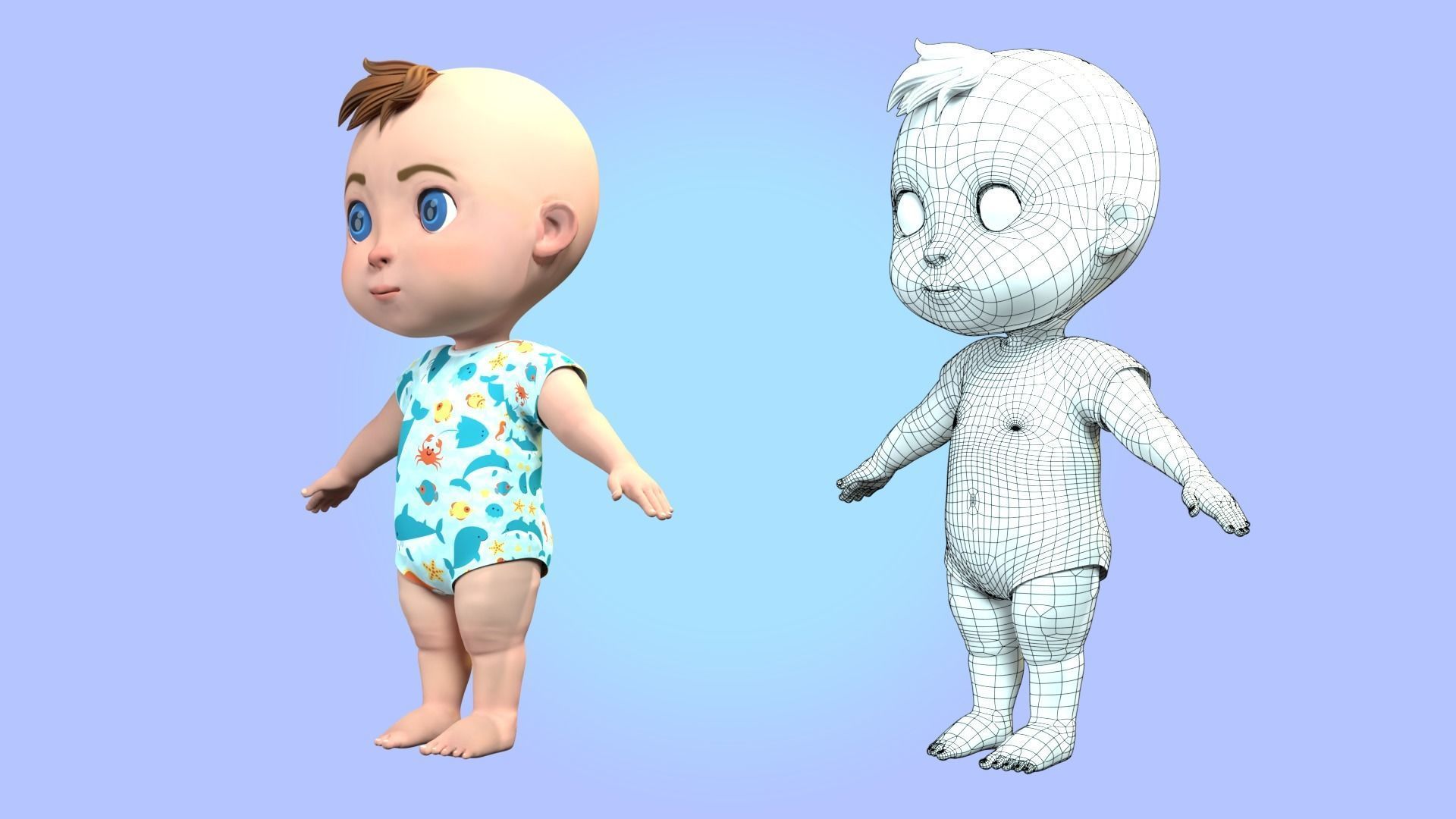 3D model Cartoon Baby Rigged 3D model VR / AR / low-poly | CGTrader
