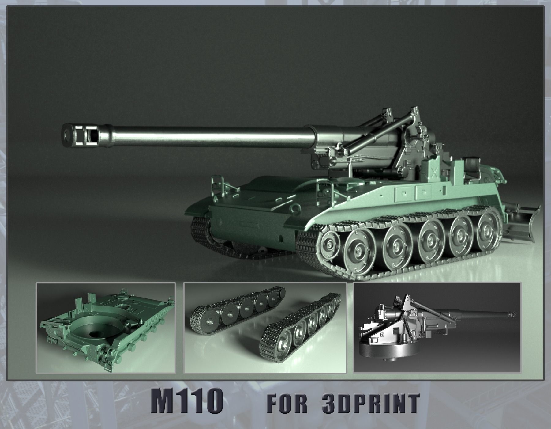 Tank M110 Howitzer for 3Dprint 3D model 3D printable | CGTrader