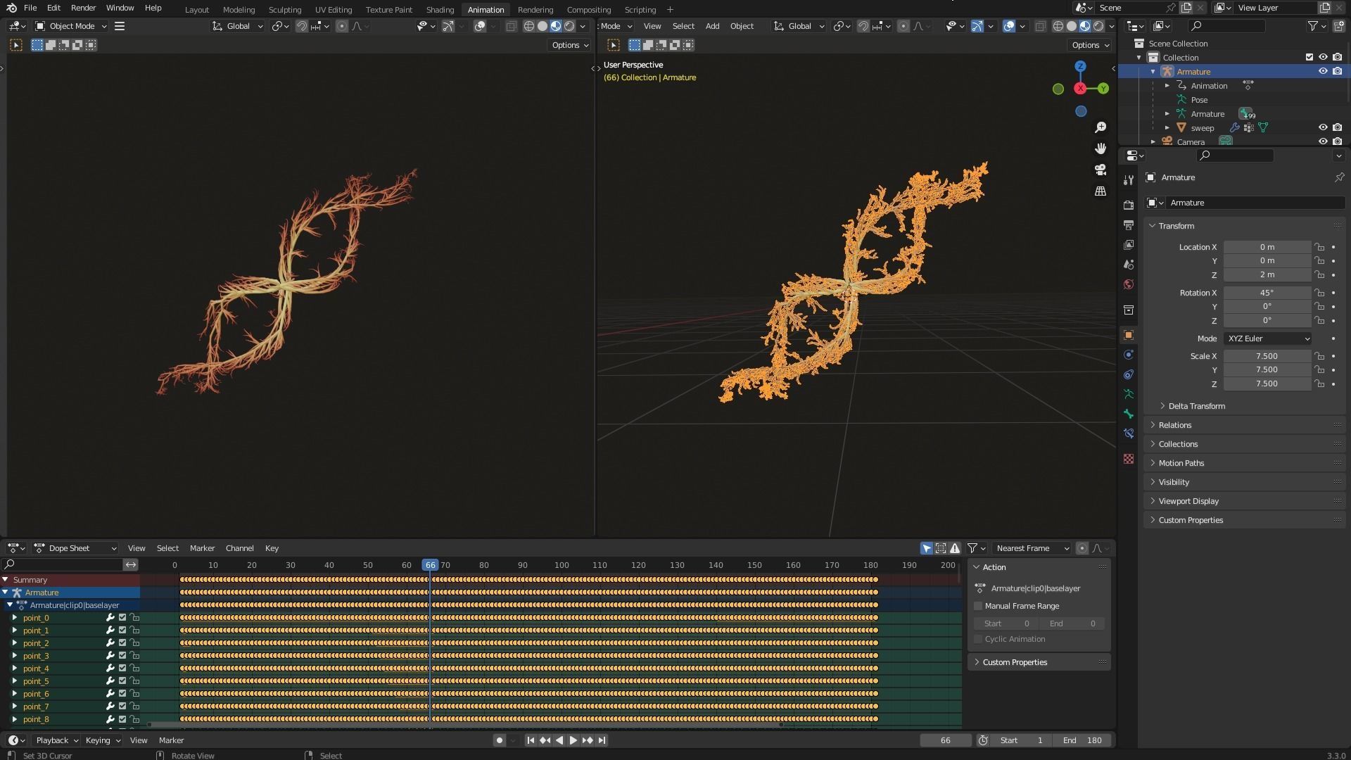 Human DNA made out of lines Unrolling growing animation 3D model ...