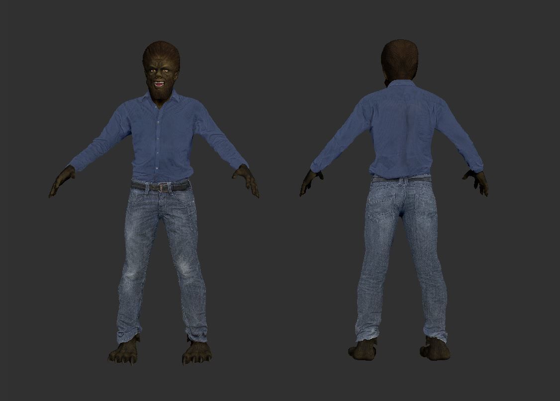 3D model Wolfman werewolf with beard and eyes VR / AR / low-poly | CGTrader