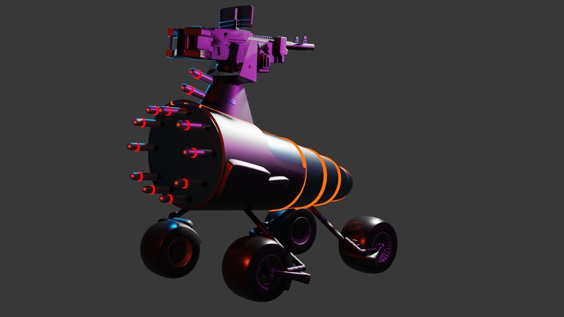 Cyber mini Car with Machine gun 3D model | CGTrader