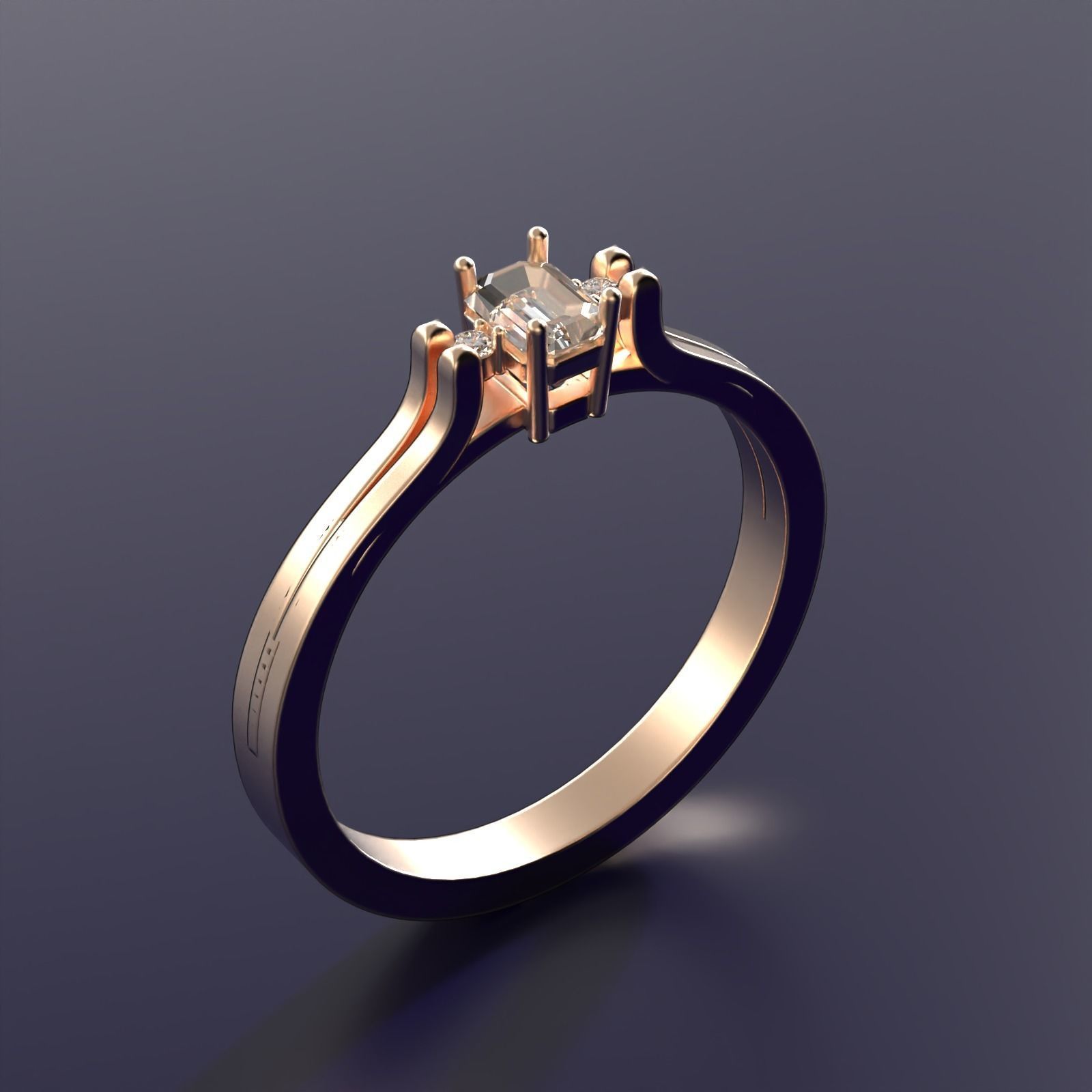 emerald engagement ring 008 3D model 3D printable | CGTrader