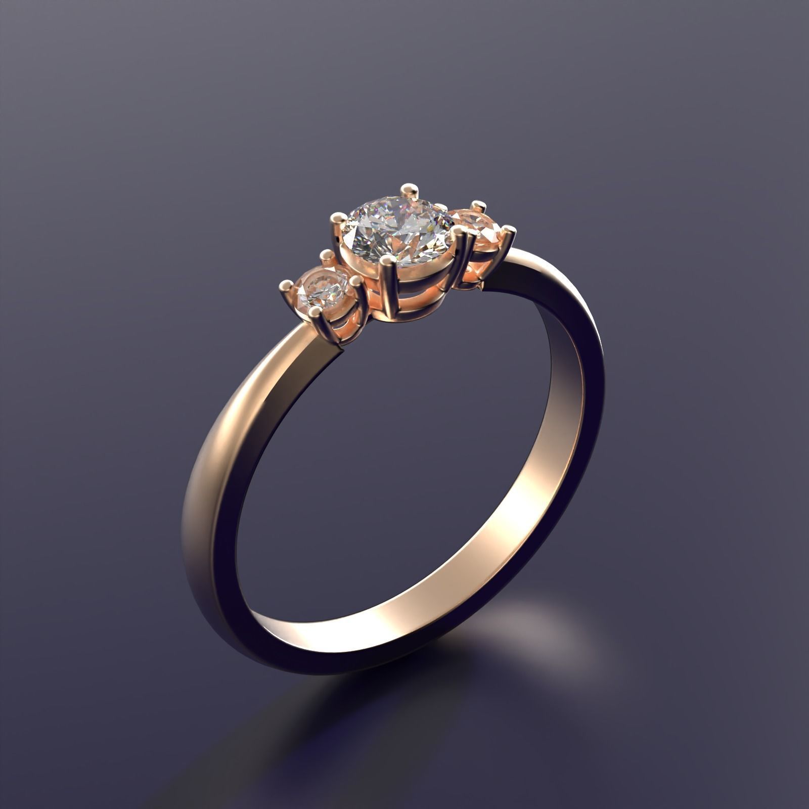 trilogy engagement ring 009 3D model 3D printable | CGTrader