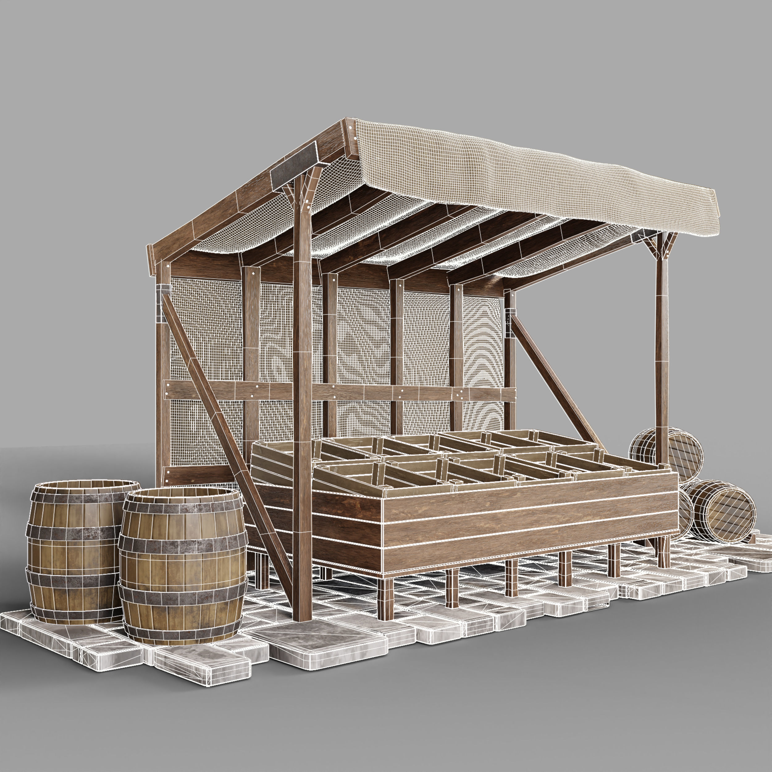 3D model Medieval Market Stall VR / AR / low-poly | CGTrader
