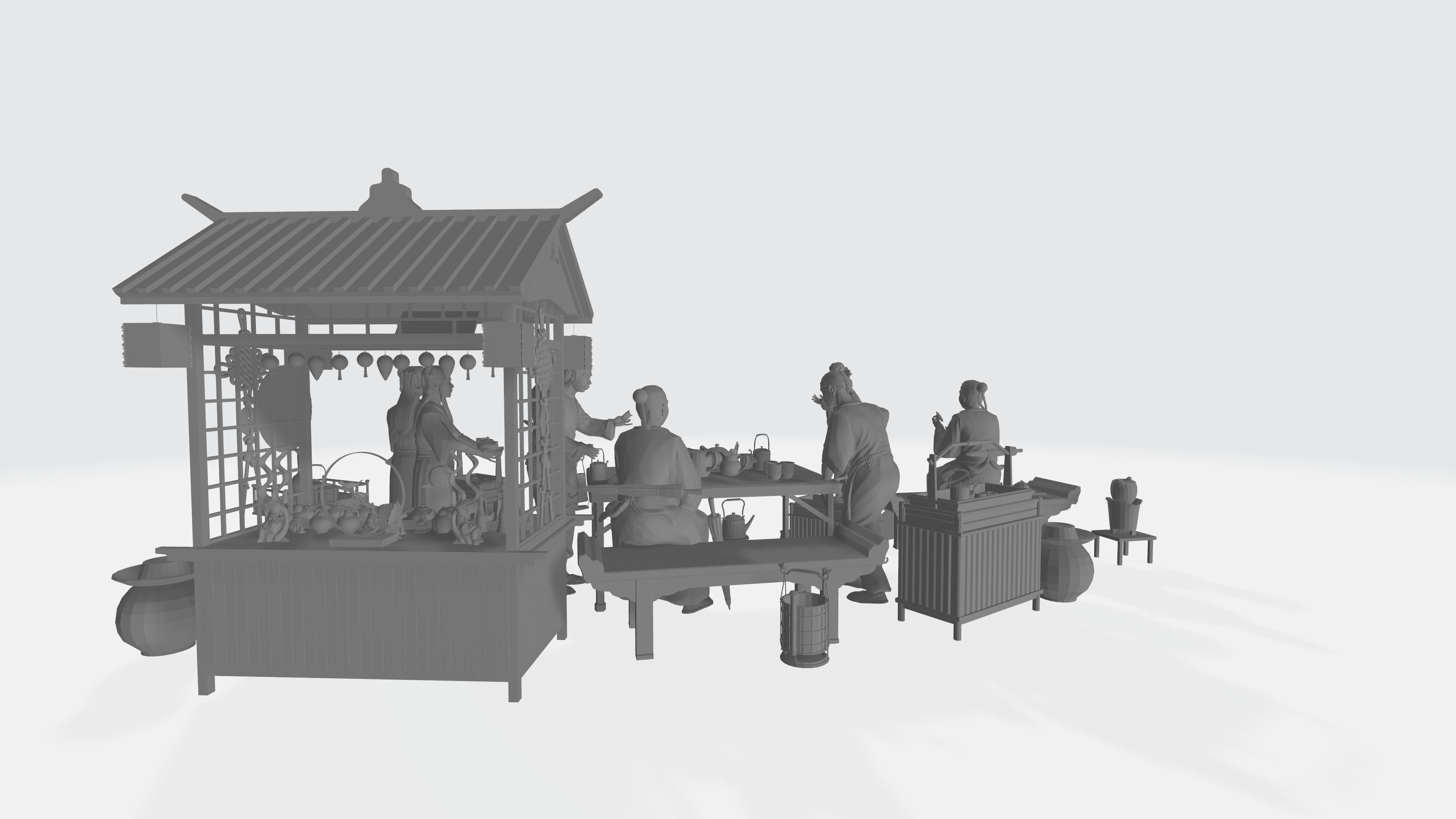 Chinese Retro Grocery Stall 3D Print Model 3D model | CGTrader