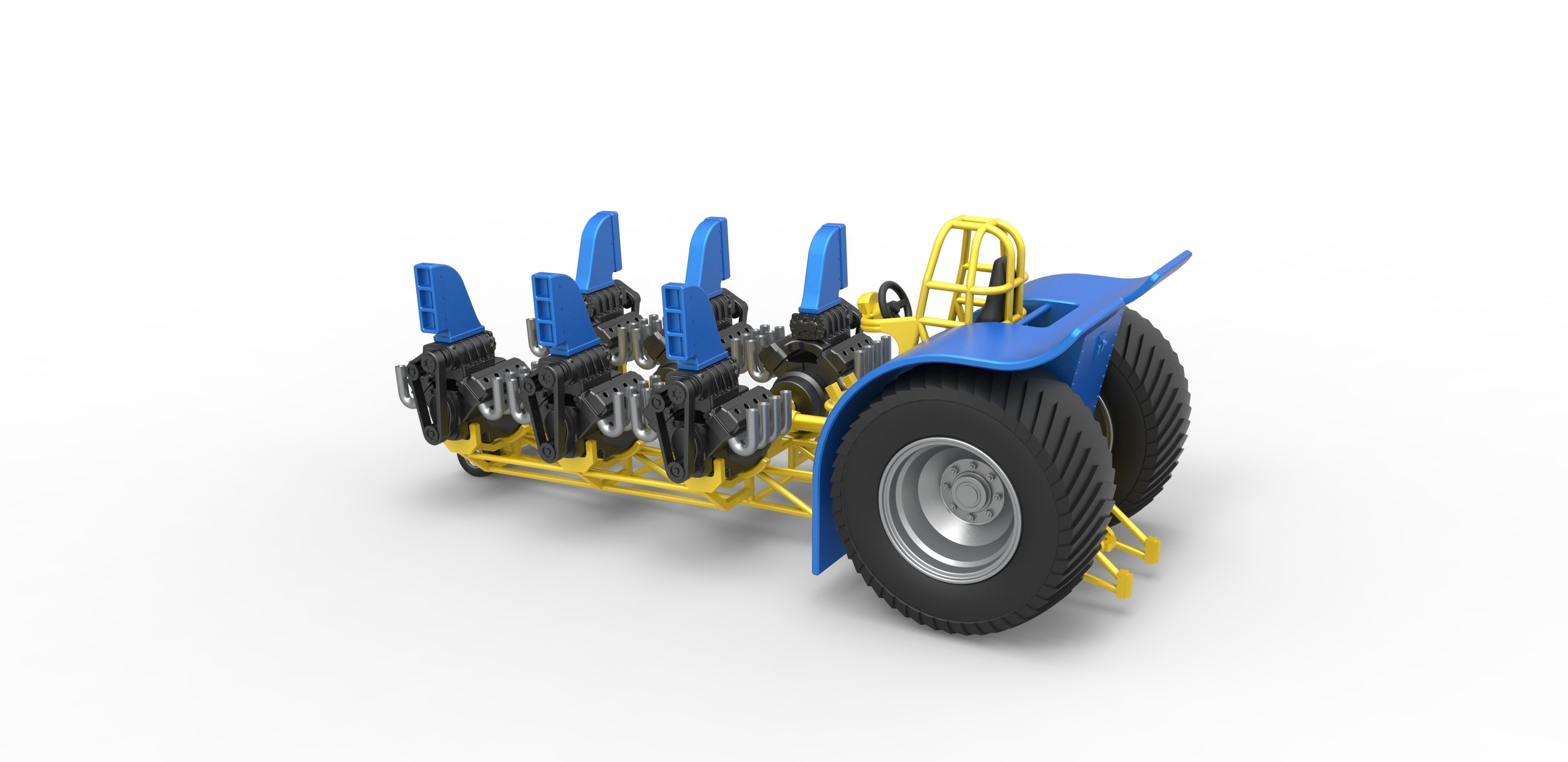 Diecast Pulling tractor with 6 engines V8 Scale 1 to 25 3D model 3D ...