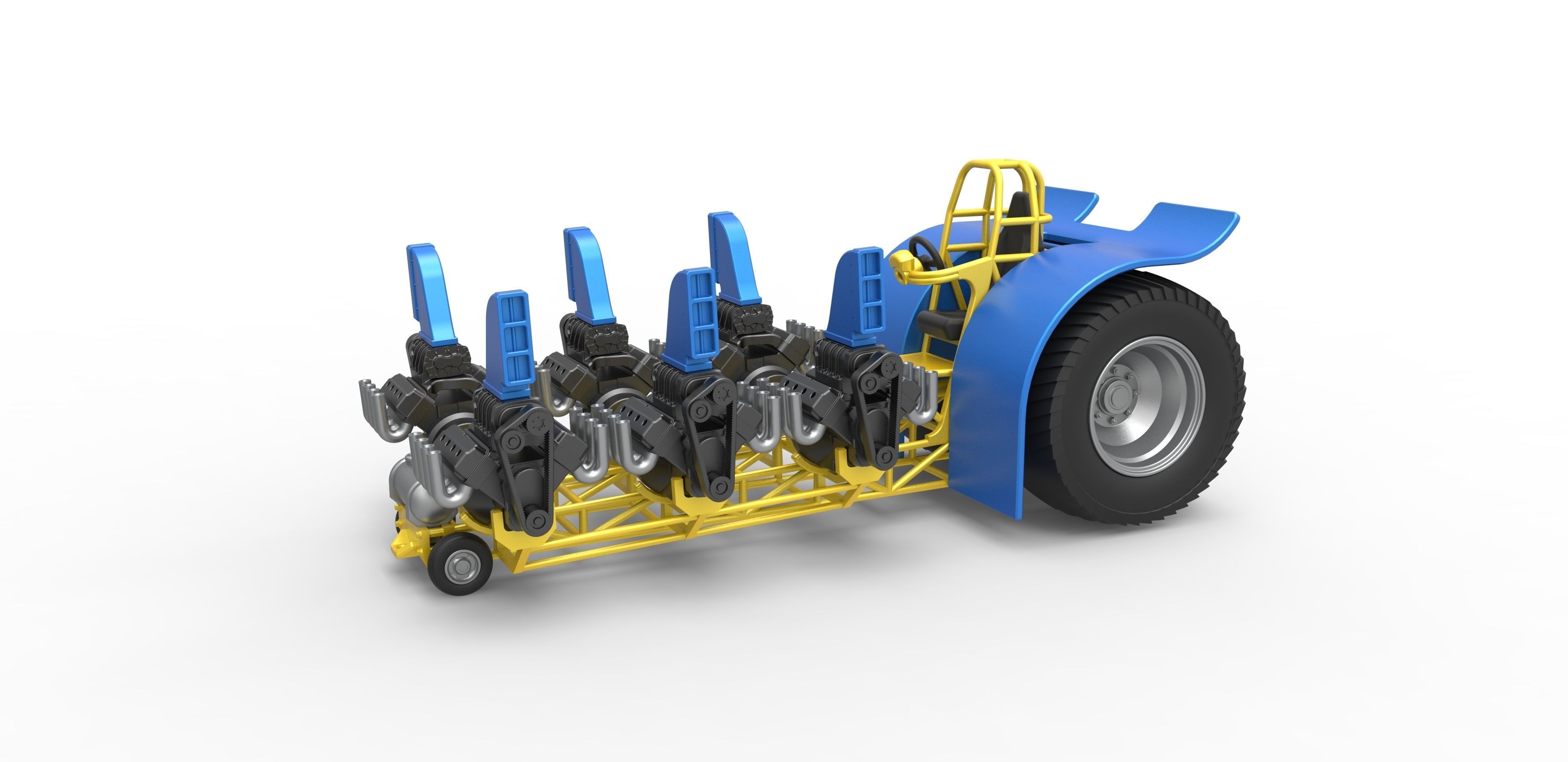 Diecast Pulling tractor with 6 engines V8 Scale 1 to 25 3D model 3D ...