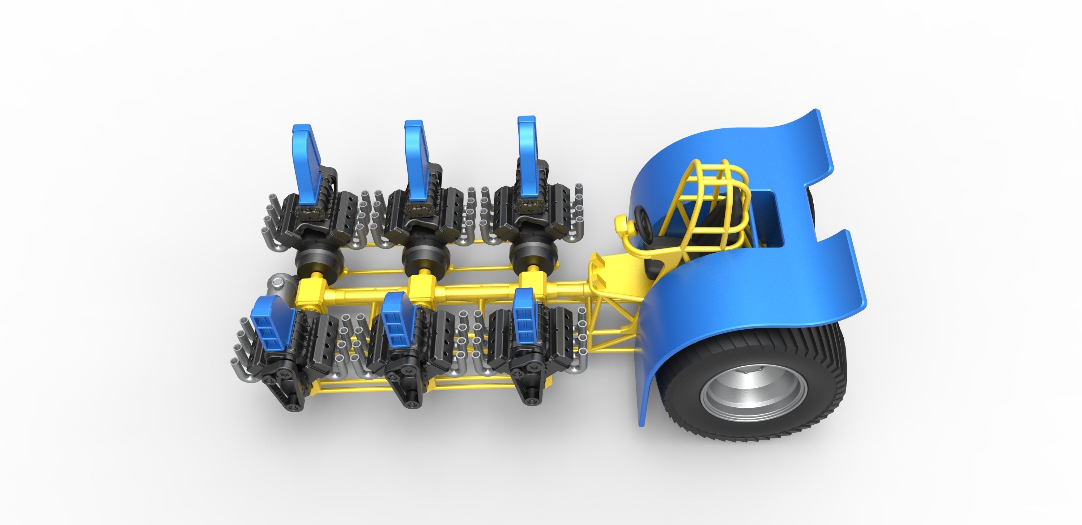 Diecast Pulling tractor with 6 engines V8 Scale 1 to 25 3D model 3D ...