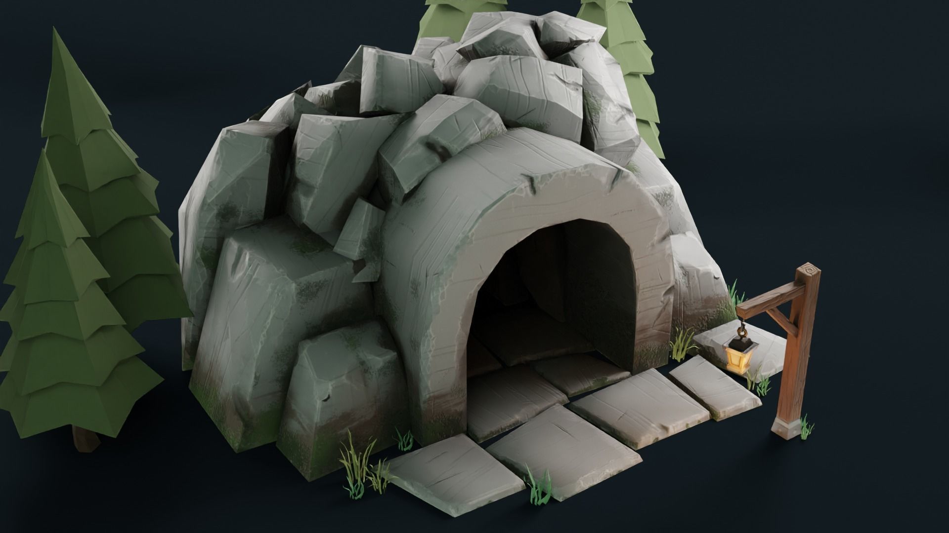 3D model Stylized Cave VR / AR / low-poly | CGTrader