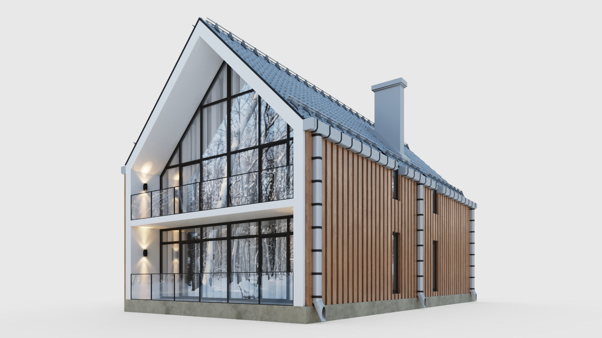 Barnhouse with terraces and balconies 3D model | CGTrader