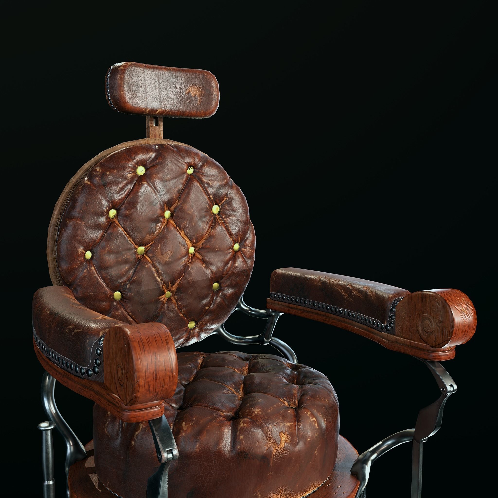 3D model BarberShop MELCHIOR BROS CHICAGO Round Back Oak Barber Chair ...