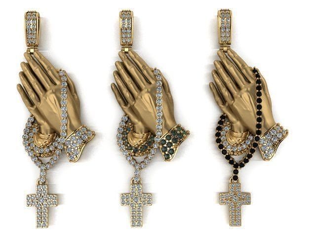 praying hand cross pendant 3D model 3D printable | CGTrader