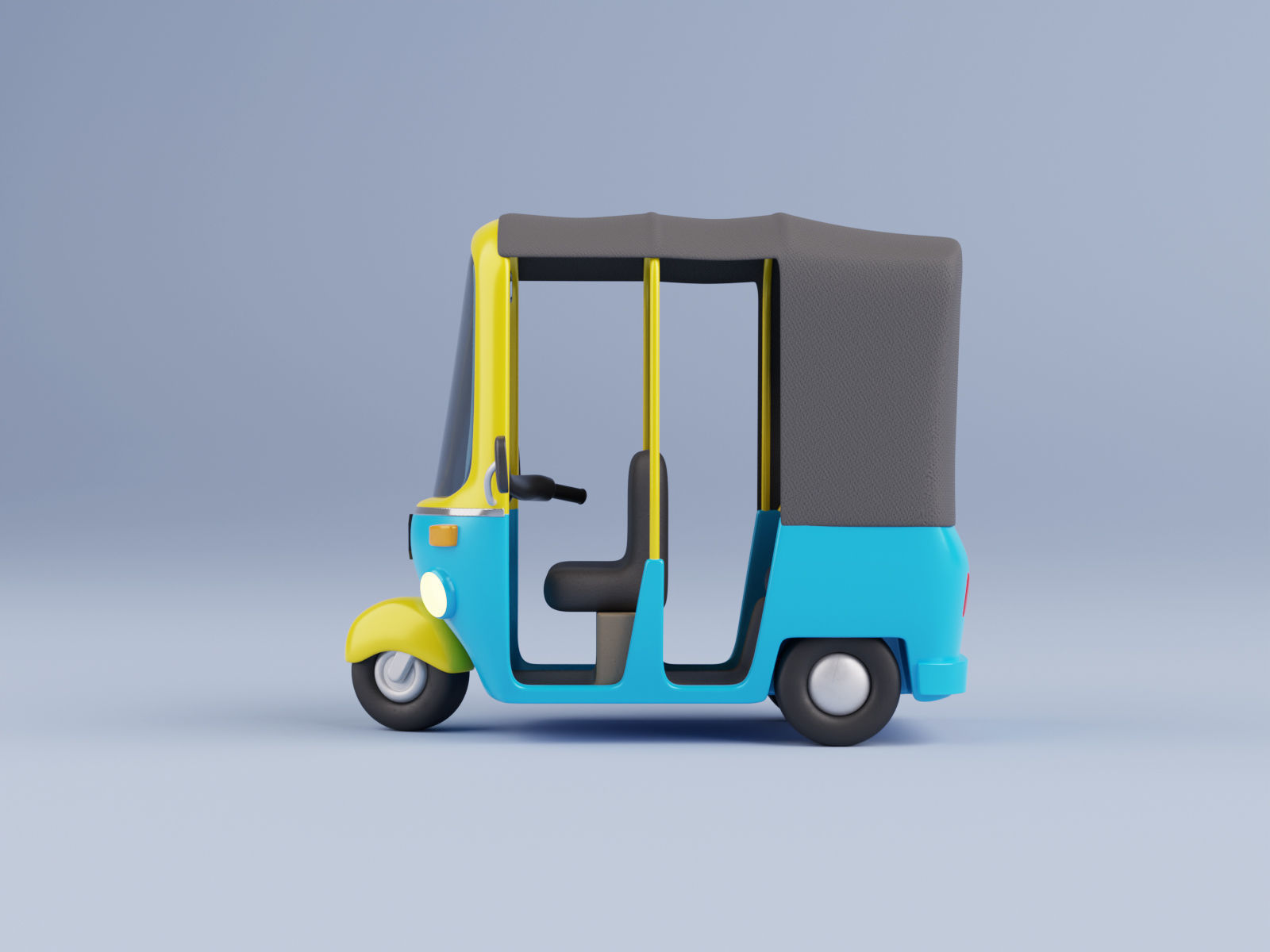 Stylized Cartoon Rickshaw TukTuk -Fully rigged 3D model rigged | CGTrader