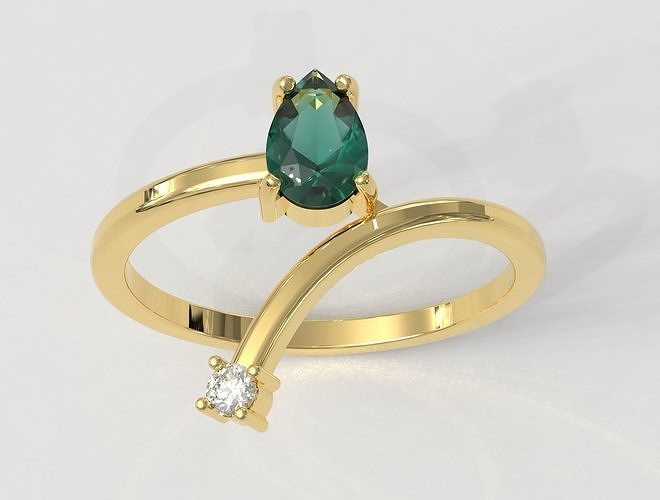 Modern Gemstone Ring 3D model 3D printable | CGTrader