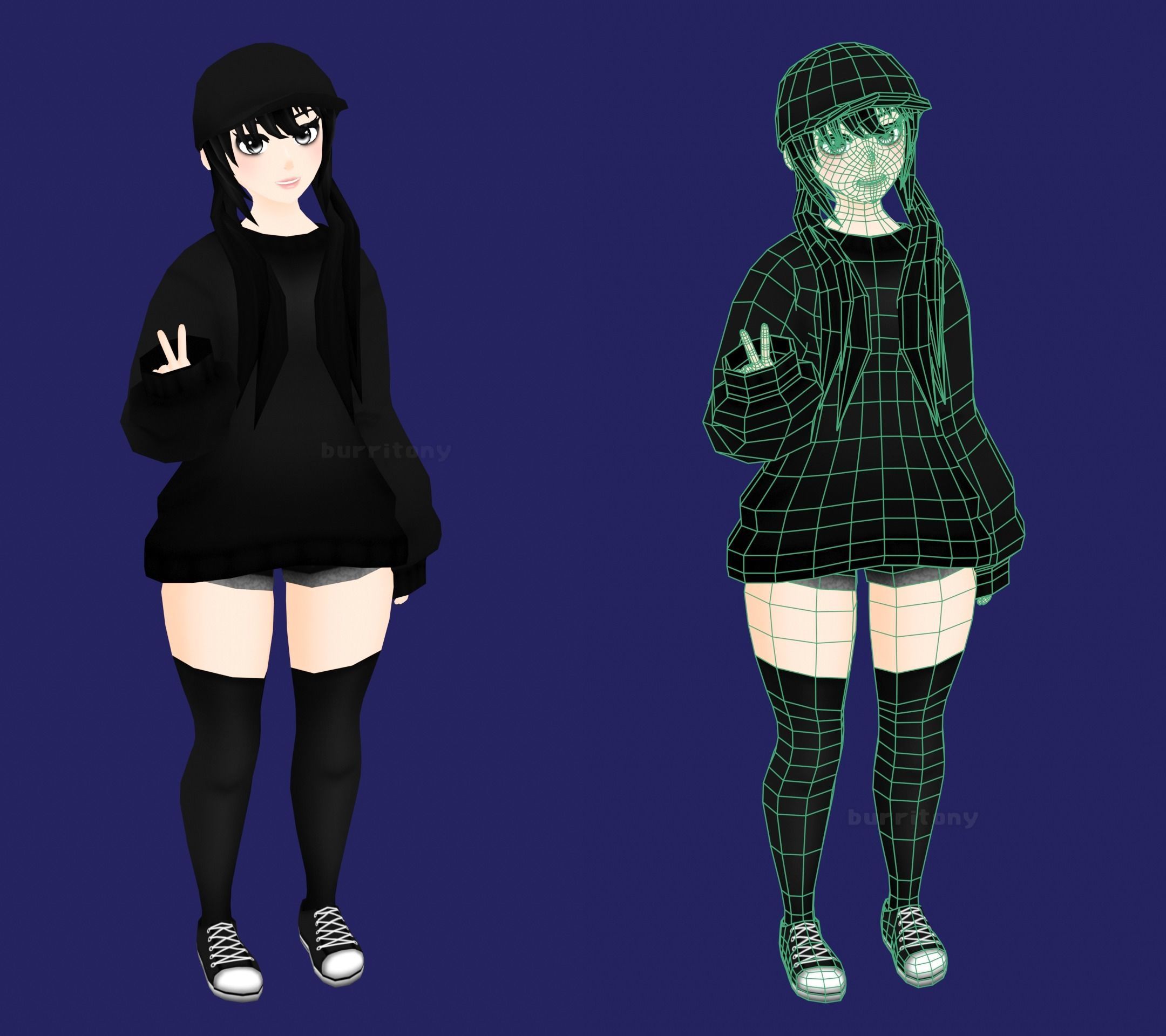 3D model VRChat Fallback Quest Avatar Sweater Girl VR / AR / low-poly ...