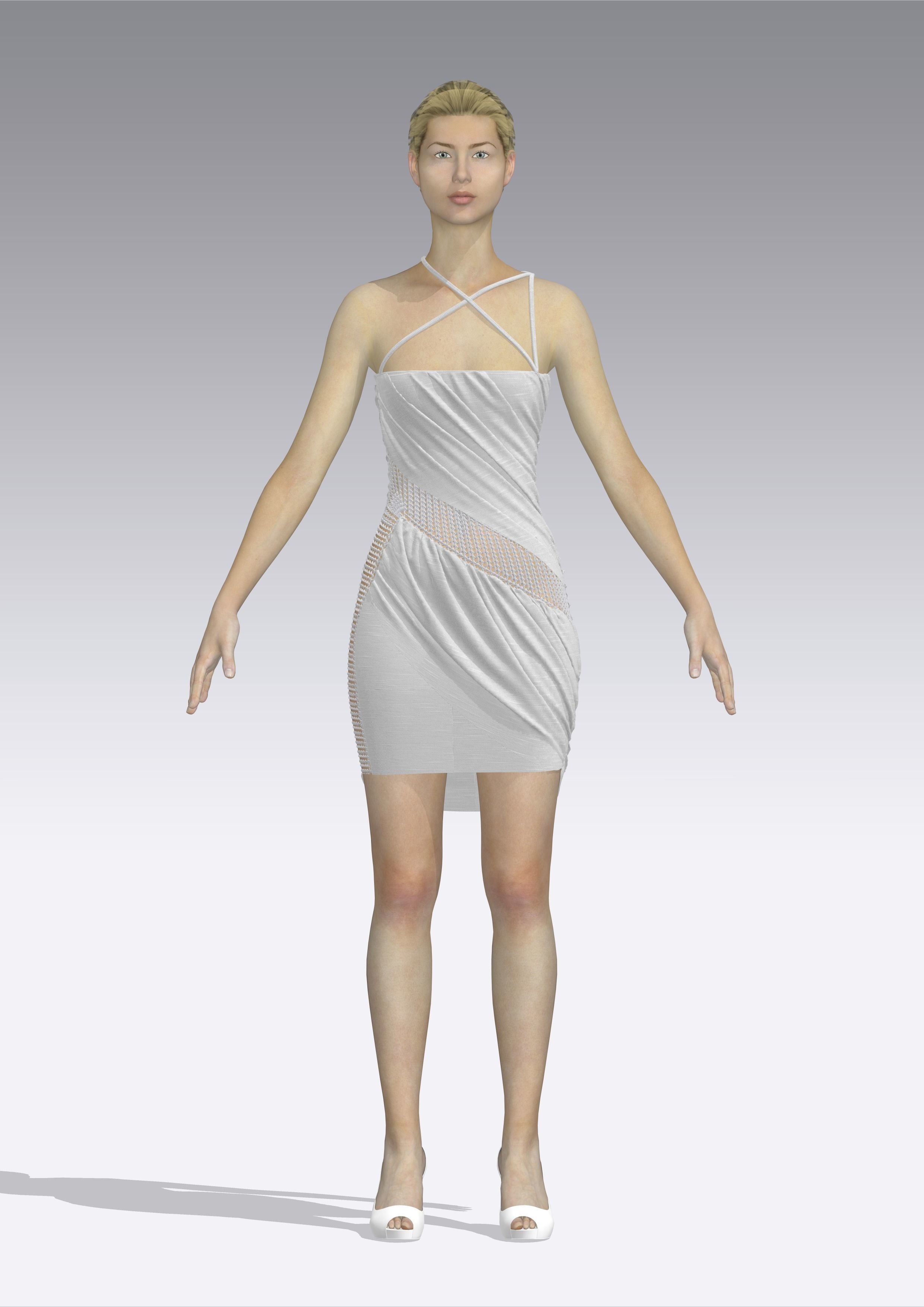 Crochet bodycon dress 3DClo Marvelous Design 3D model | CGTrader