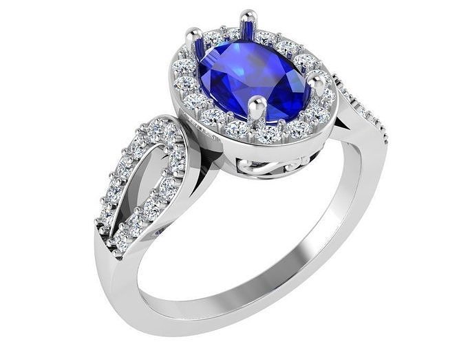 Oval blue stone ring 3084 3D print model 3D model 3D printable | CGTrader