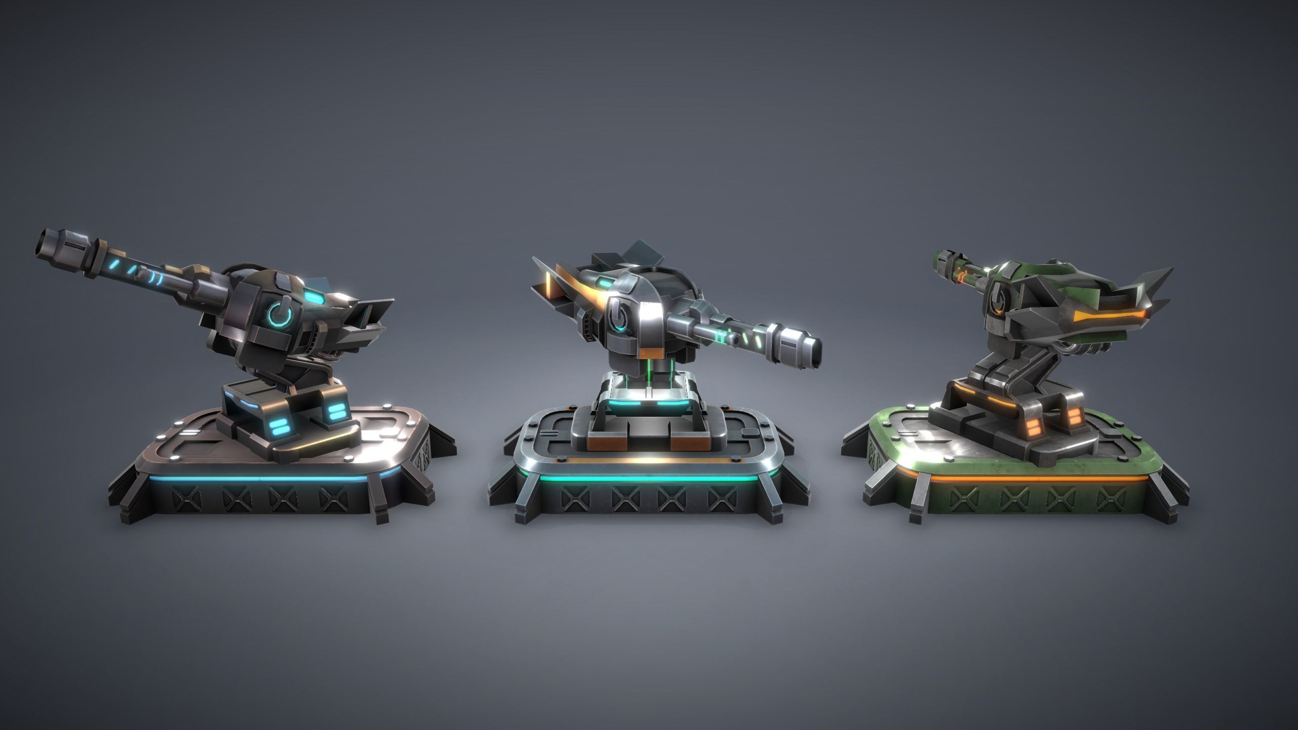 3D model Tower Defence Sci-Fi Turrets Pack VR / AR / low-poly | CGTrader