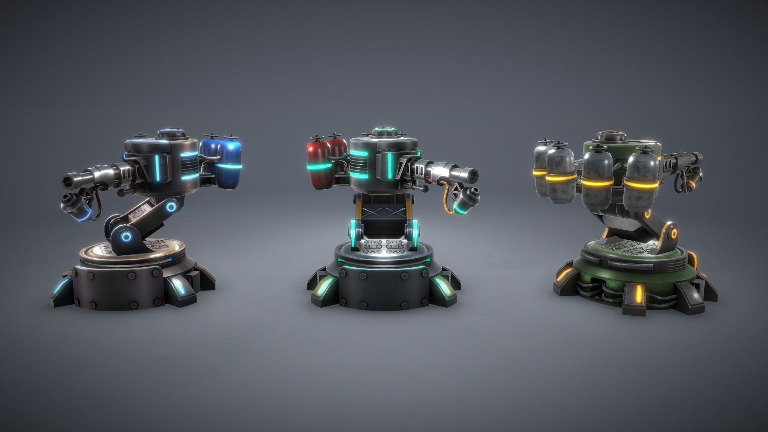 3D model Tower Defence Sci-Fi Turrets Pack VR / AR / low-poly | CGTrader