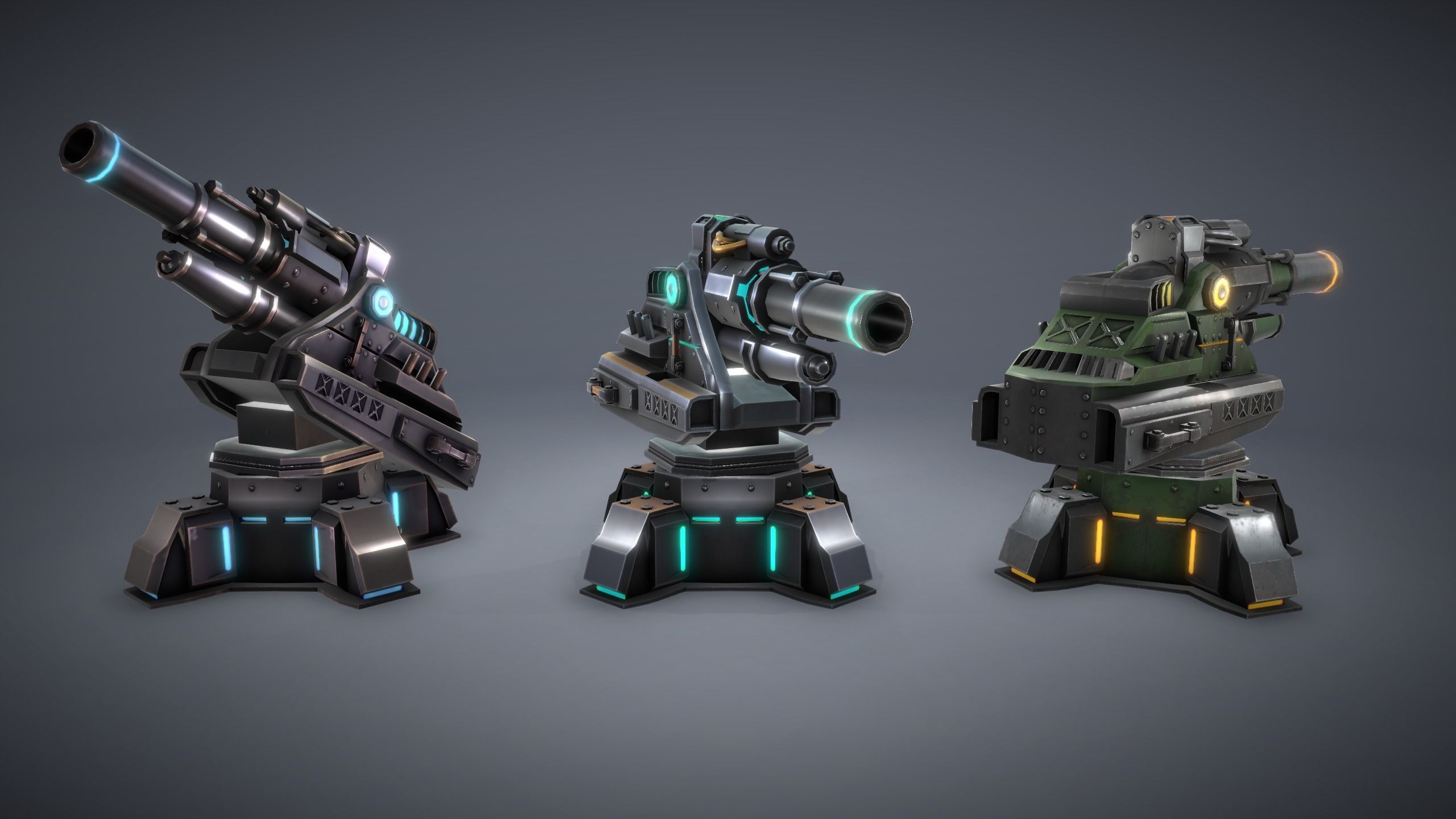 3D model Tower Defence Sci-Fi Turrets Pack VR / AR / low-poly | CGTrader