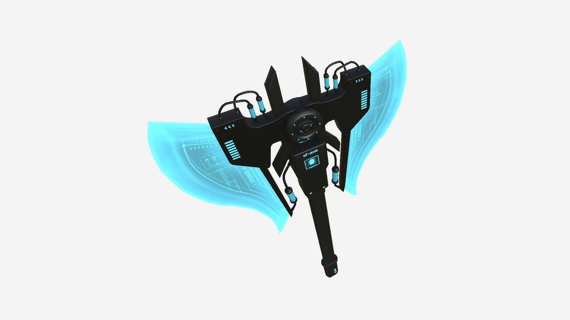 3D model SciFi War Axe B01 Black Blue - Sci Fi Weapon Design VR / AR ...