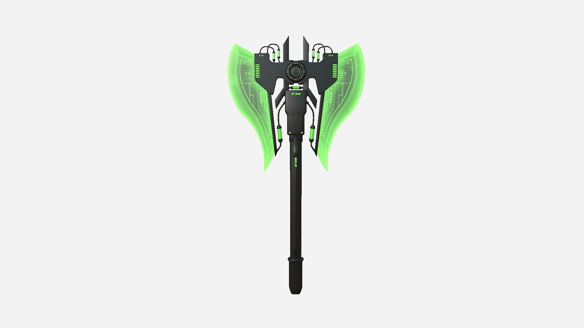 3D model SciFi War Axe B03 Black Green - Sci Fi Weapon Design VR / AR ...