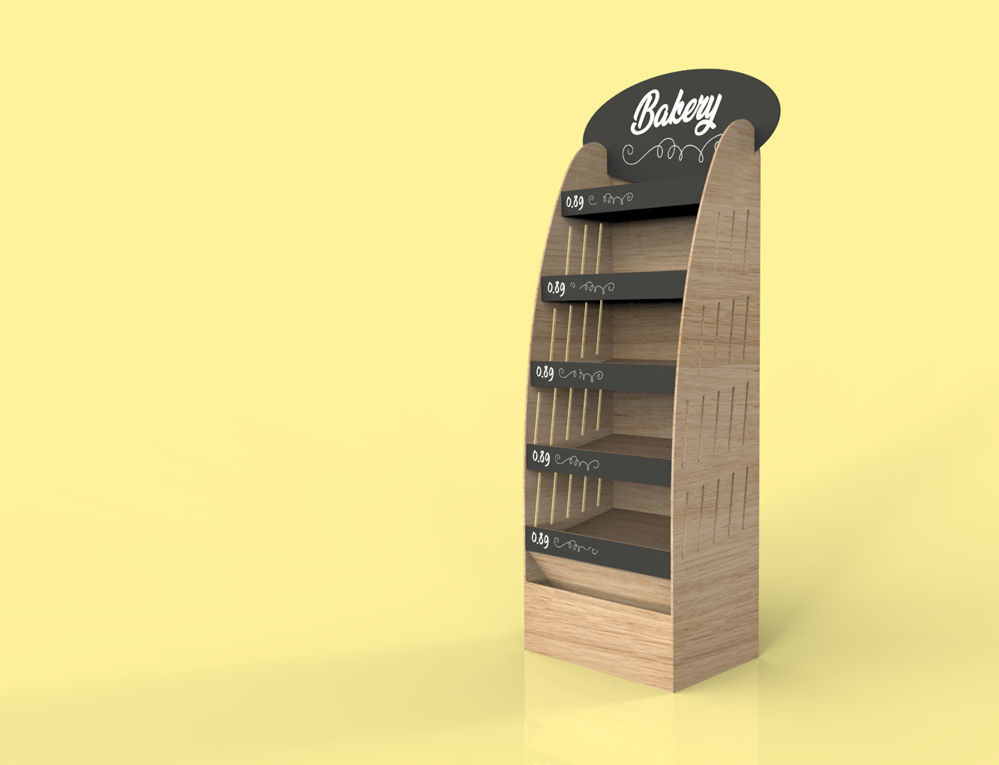 Wooden stand POS Bakery Bread Display 3D model | CGTrader