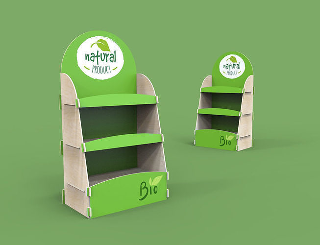 Plywood stand POS wooden display Bio Organic Natural 3D model | CGTrader