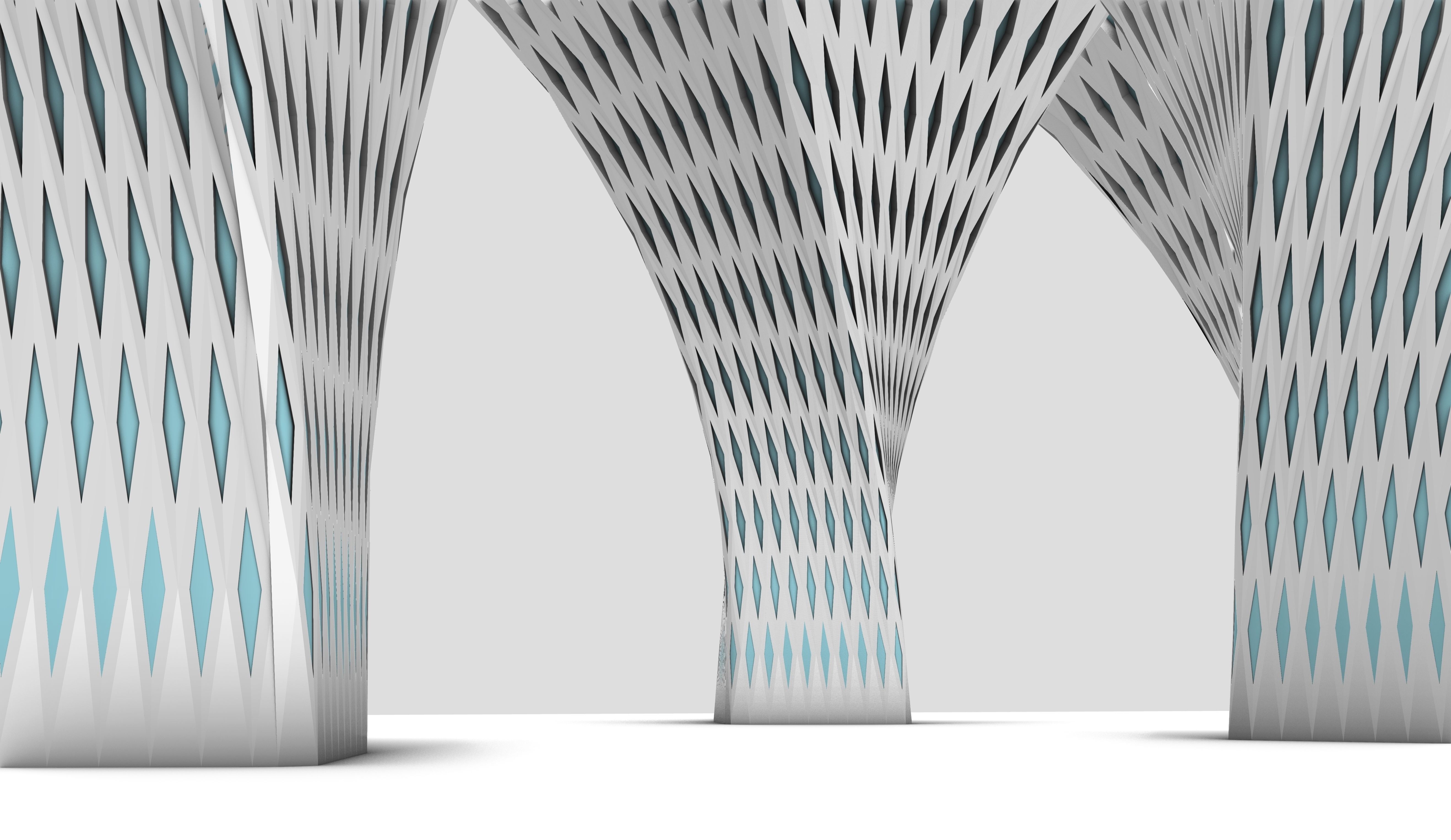 Parametric Diamond Panels Columns Arcade 3D model | CGTrader