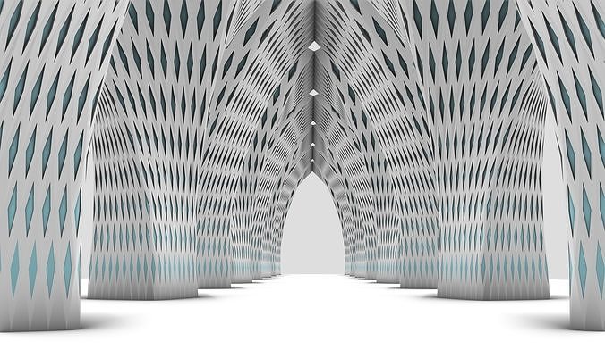 Parametric Diamond Panels Columns Arcade 3D model | CGTrader