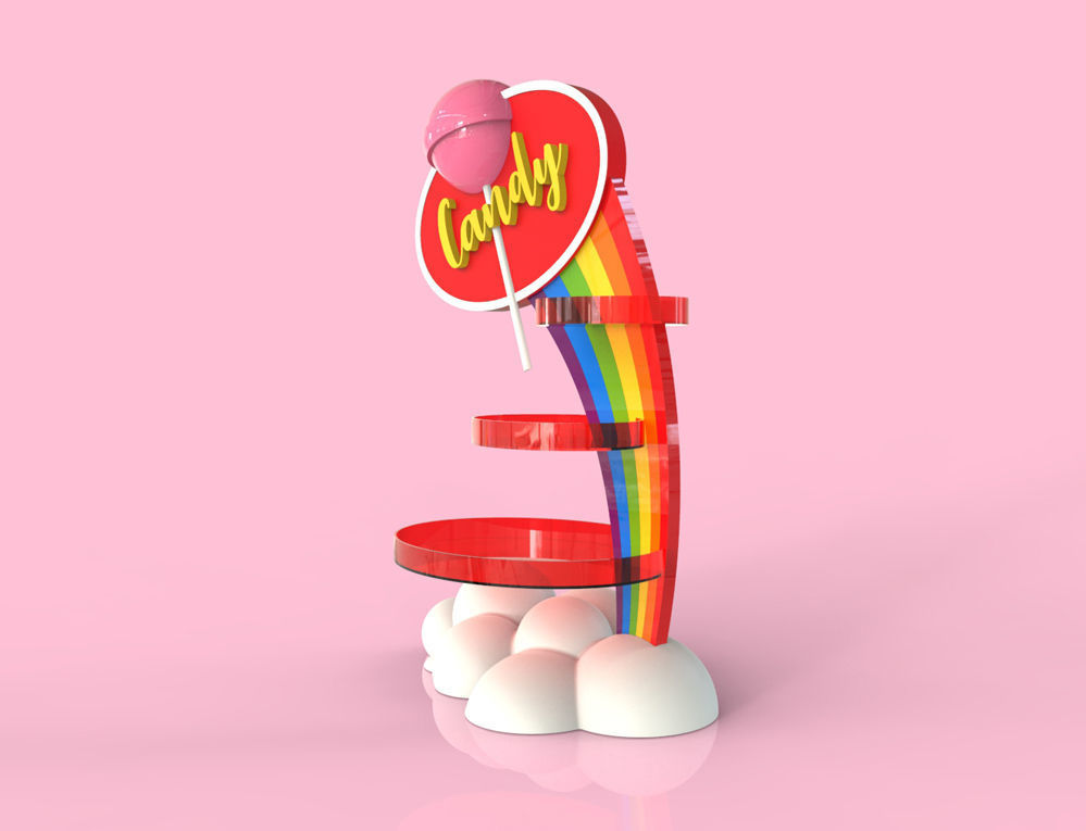 Candy Rainbow Cloud Lollipop POS stand Display 3D model | CGTrader