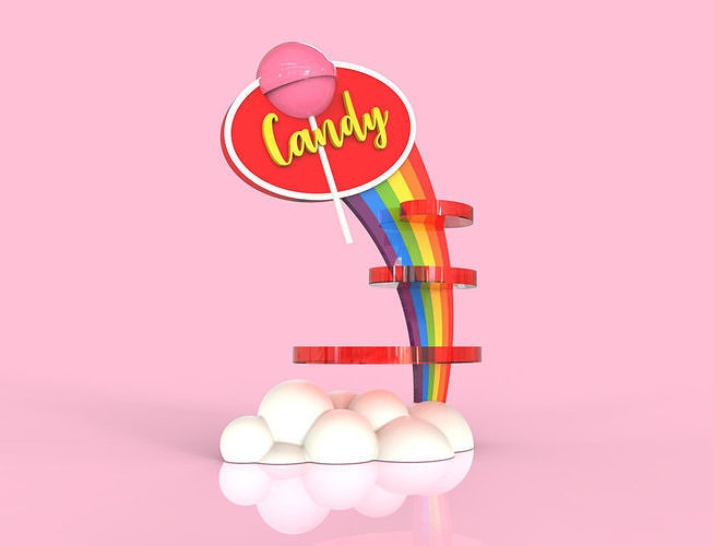 Candy Rainbow Cloud Lollipop POS stand Display 3D model | CGTrader