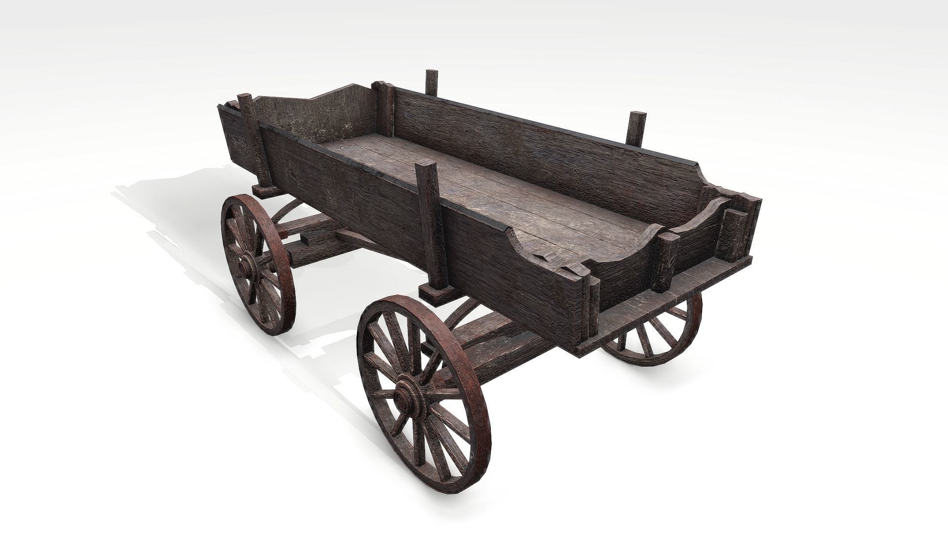 3D model Old Low Poly Wooden Cart VR / AR / low-poly | CGTrader