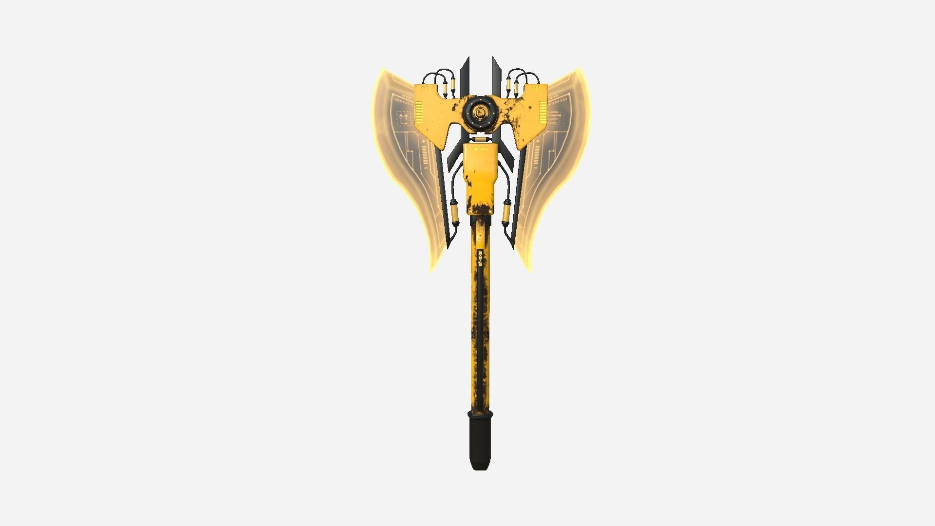 3D model SciFi War Axe B08 Yellow - Sci Fi Weapon Design VR / AR / low ...