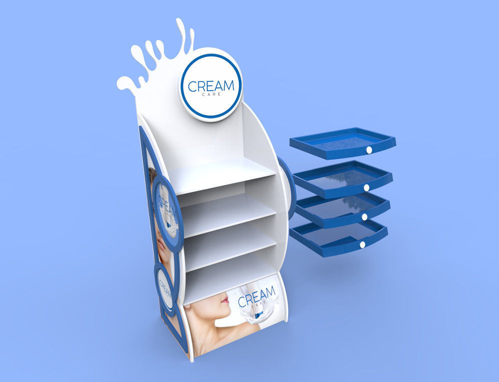 POS Stand Display Cream Package 3D model | CGTrader