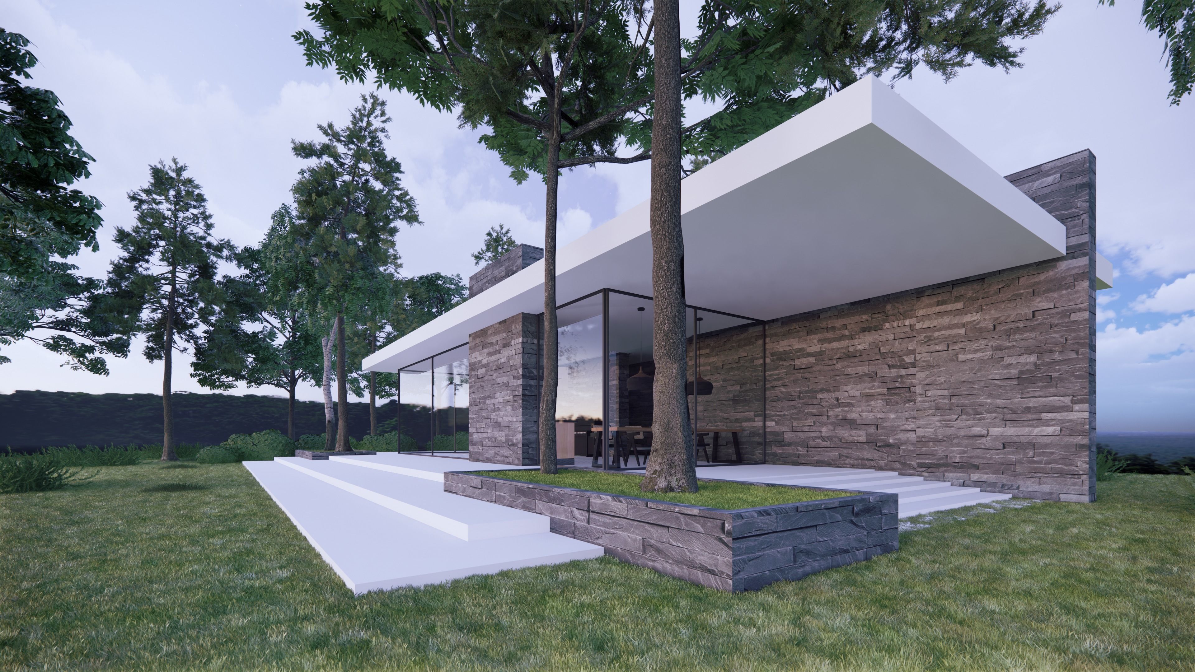 Modern House Exterior Scene 3D model | CGTrader